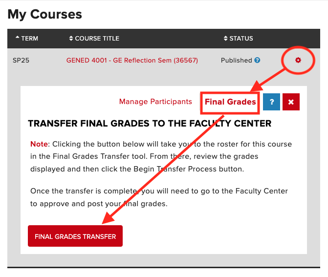 Transfer Final Grades to Faculty Center | Teaching and Learning Resource Center